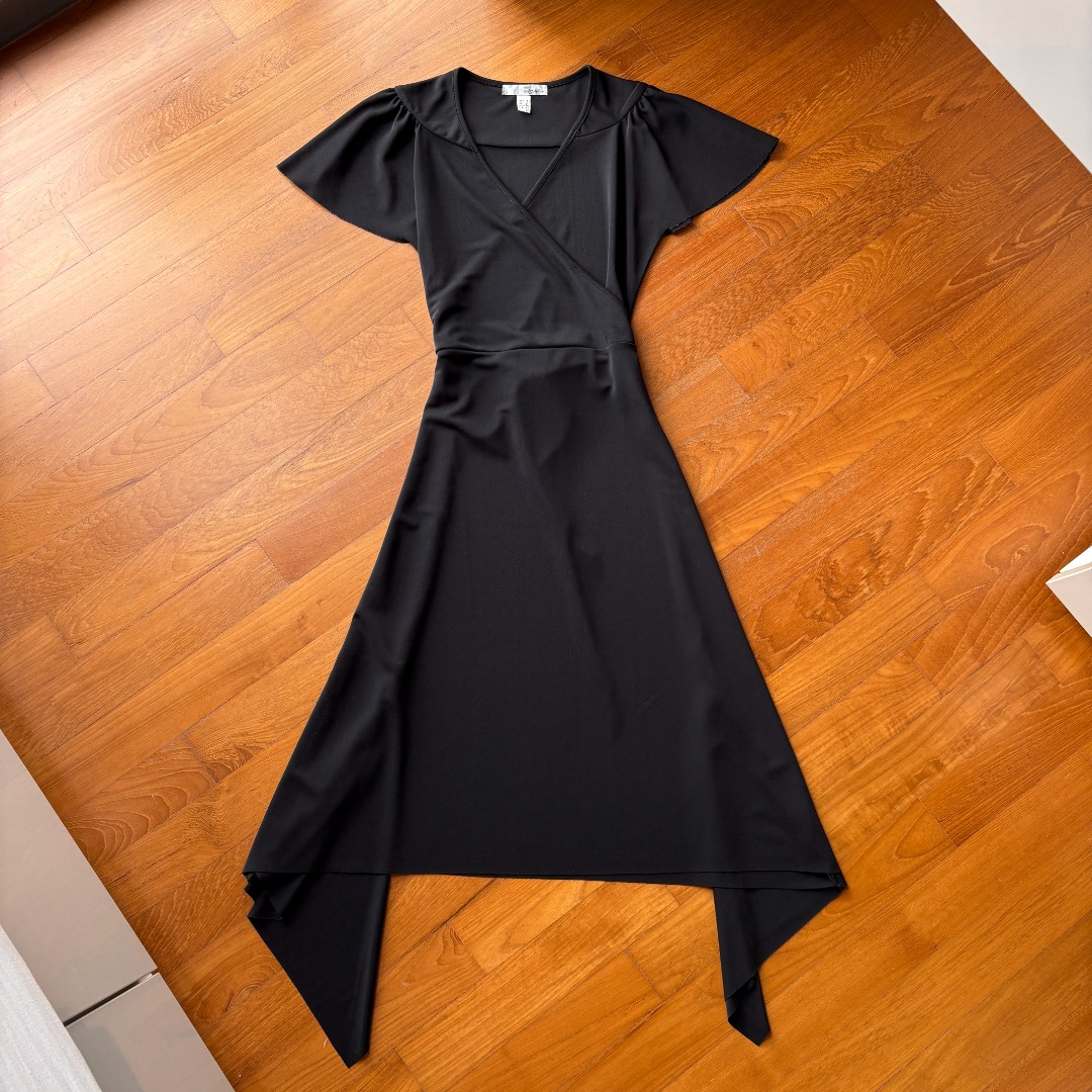 Y2k Arthur Yen Black Butterfly Sleeve Midi Dress, Women's Fashion ...