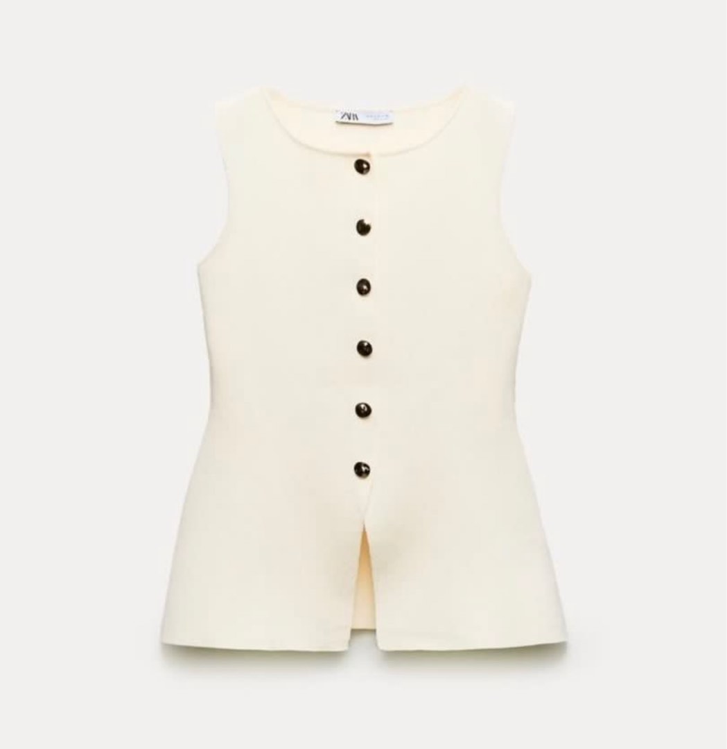 Zara Gold Button Knitted Vest, Women's Fashion, Tops, Others Tops on ...