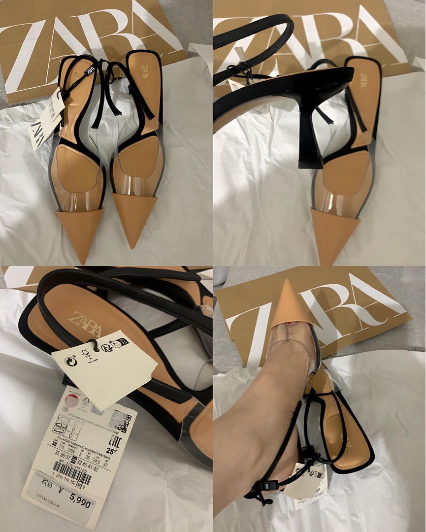 Reserved all size! Zara two tone vinyl heels (Euro37 US6.5- 24cm | 2inches), Women's Fashion ...