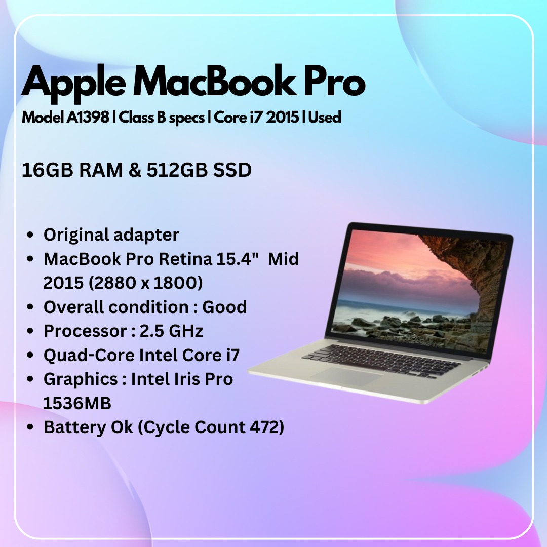 MacBook Pro A1398 | Core i7 2015 | 16GB RAM & 512GB SSD | Overall ...