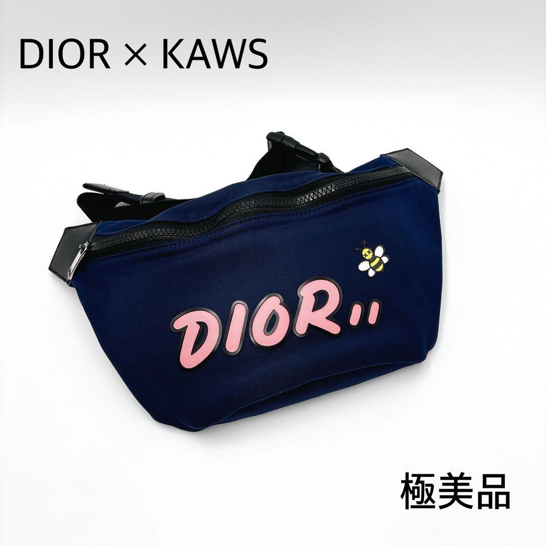 Authentic DIOR KAWS collaboration nylon body bag navy, Men's Fashion ...
