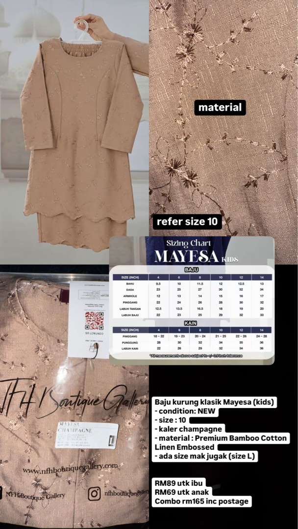 Baju kurung klasik Mayesa kidsss, Babies & Kids, Babies & Kids Fashion on Carousell