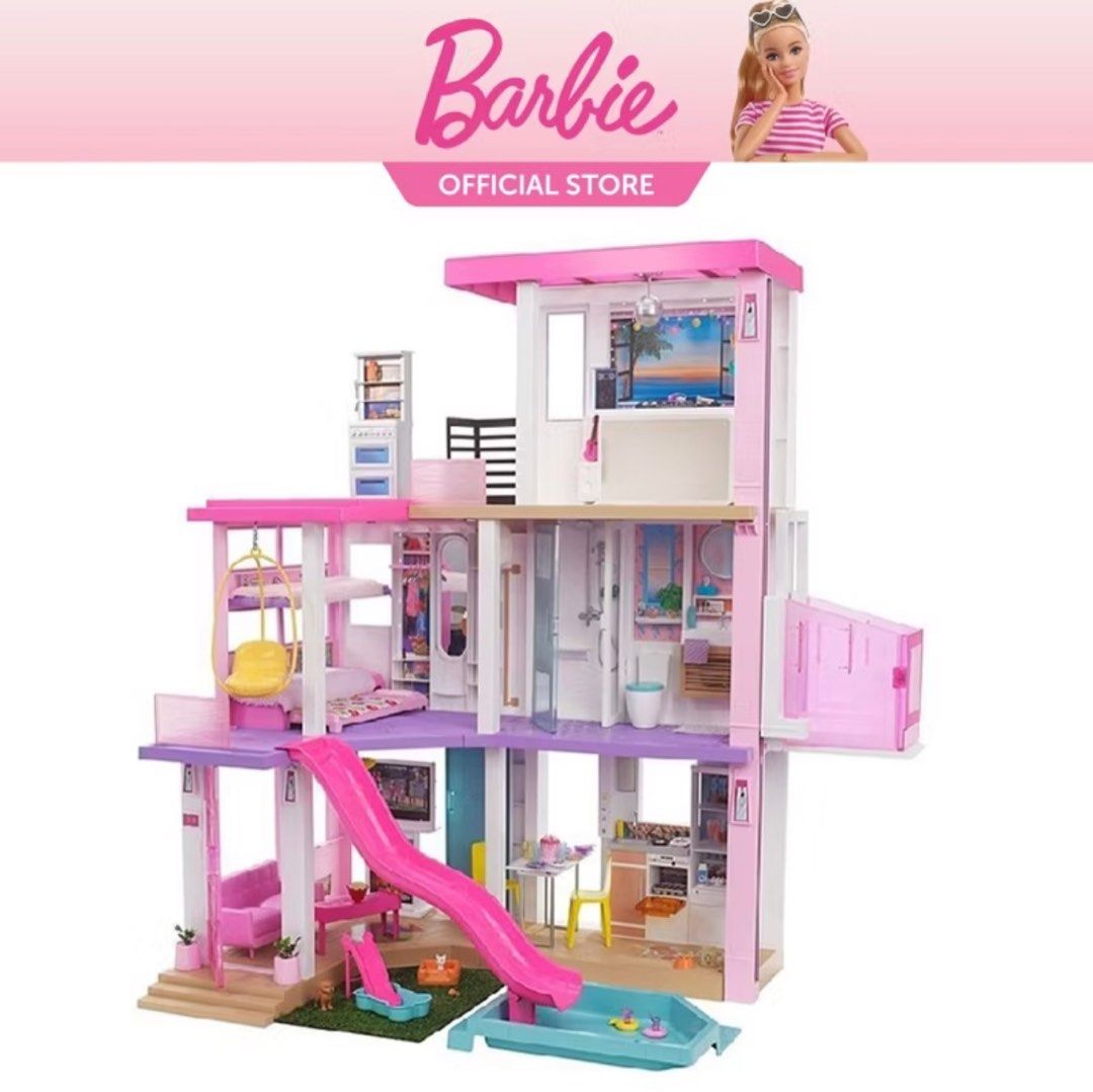 Barbie Dreamhouse with Pool, Slide, Elevator, Lights & Sounds Playset ...
