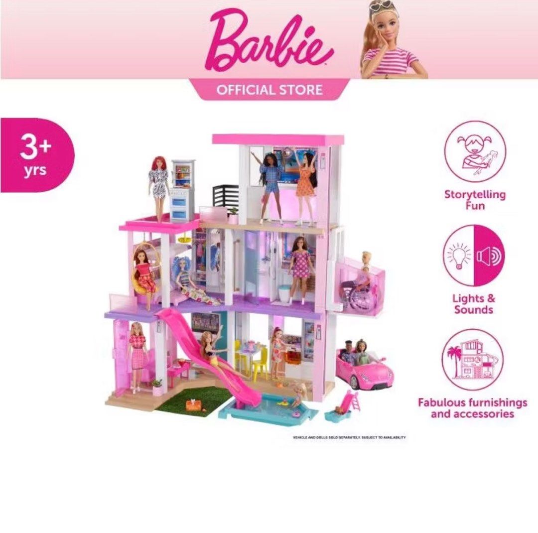 Barbie Dreamhouse with Pool, Slide, Elevator, Lights & Sounds Playset ...