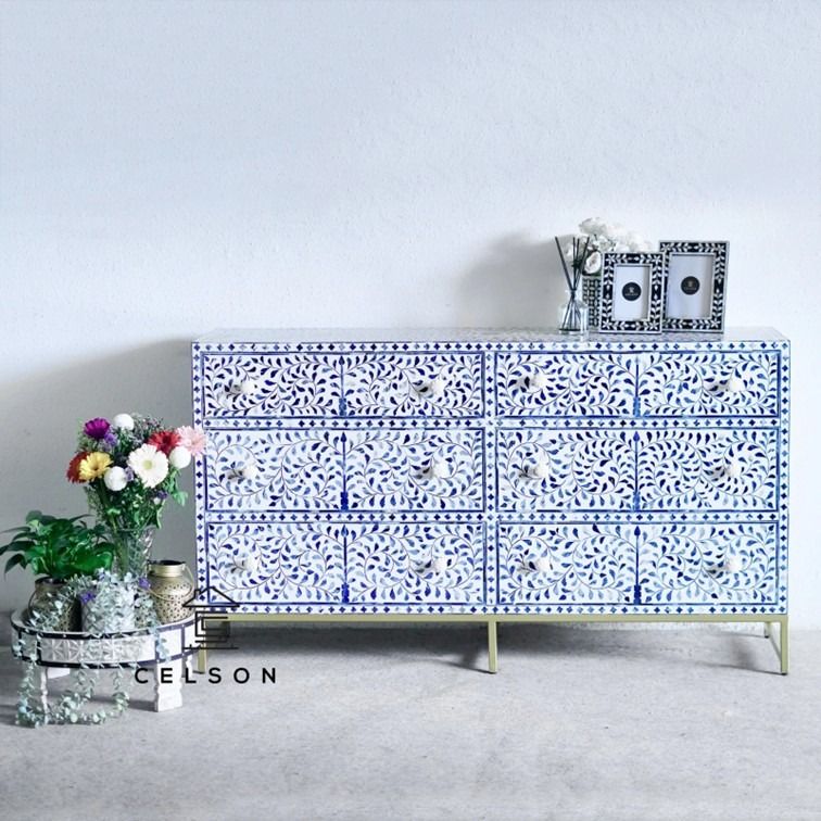 Celson ( SG Seller ) Mason_Bone Inlay Chest of Drawer with 6 Drawers ...