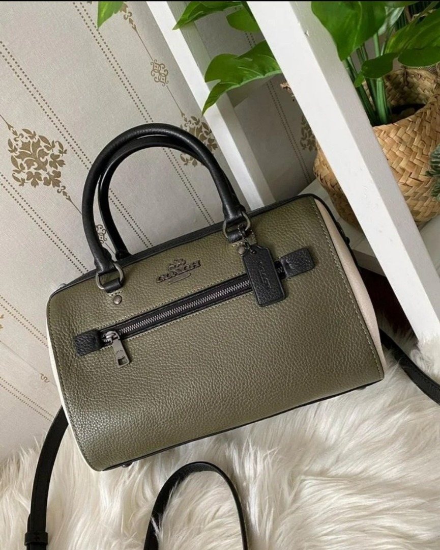 Coach 3075 Rowan Zip Satchel Bag in Colorblock Kelp / Multicolor ...