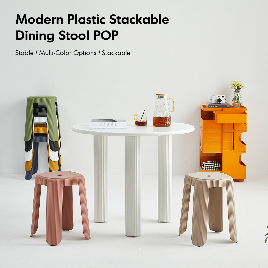 Contemporary Plastic Stackable Dining Stool POP, Furniture & Home ...