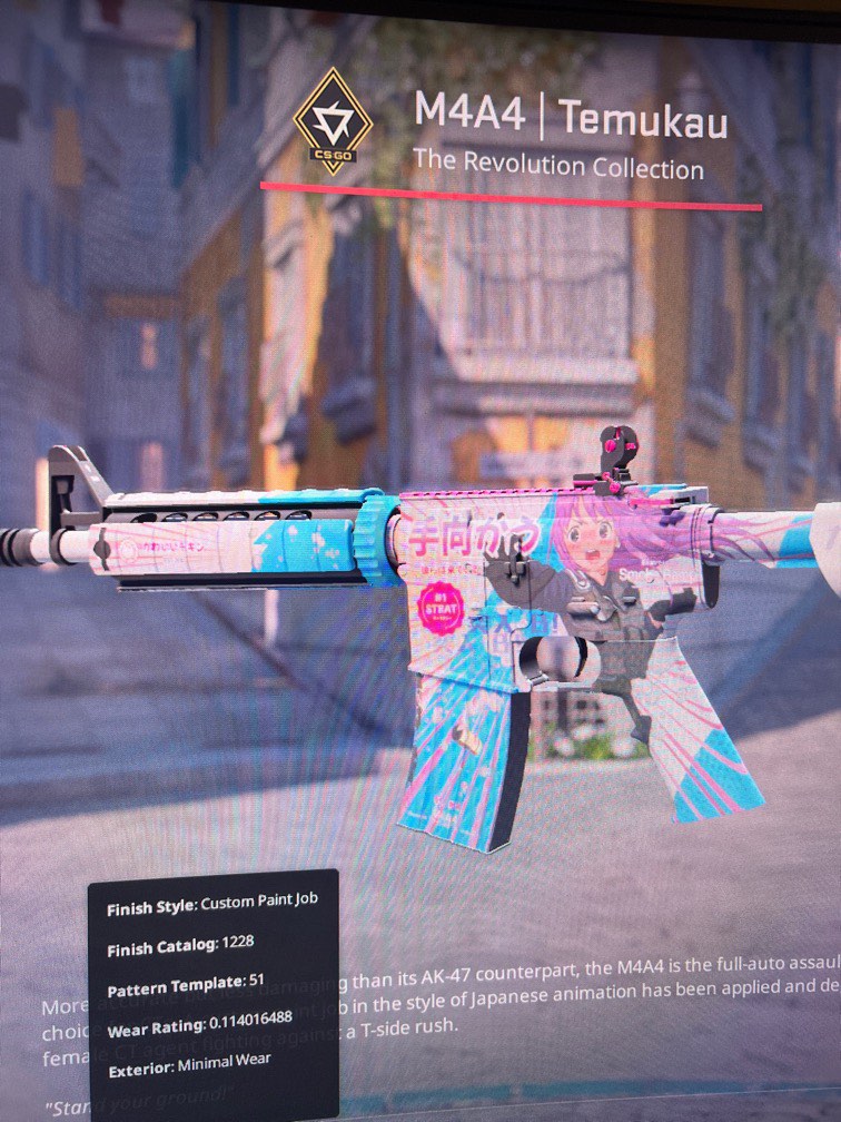 CS2 M4A4 Temukau Minimal Wear, Video Gaming, Gaming Accessories, In ...