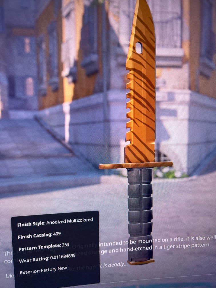 CS2 M9 Bayonet Tiger Tooth Factory New, Video Gaming, Gaming ...