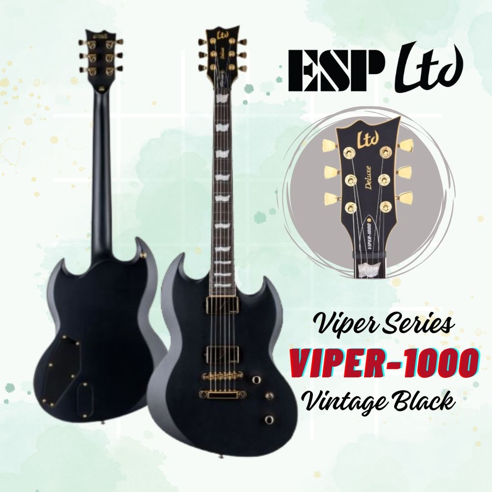 ESP LTD Viper-1000 Electric Guitar - Vintage Black, Hobbies & Toys ...