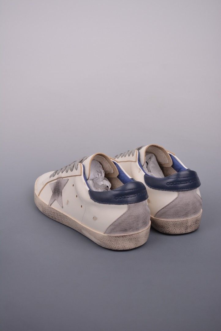 GGDB Golden Goose Super Star Cream White Blue shoes, Women's Fashion ...