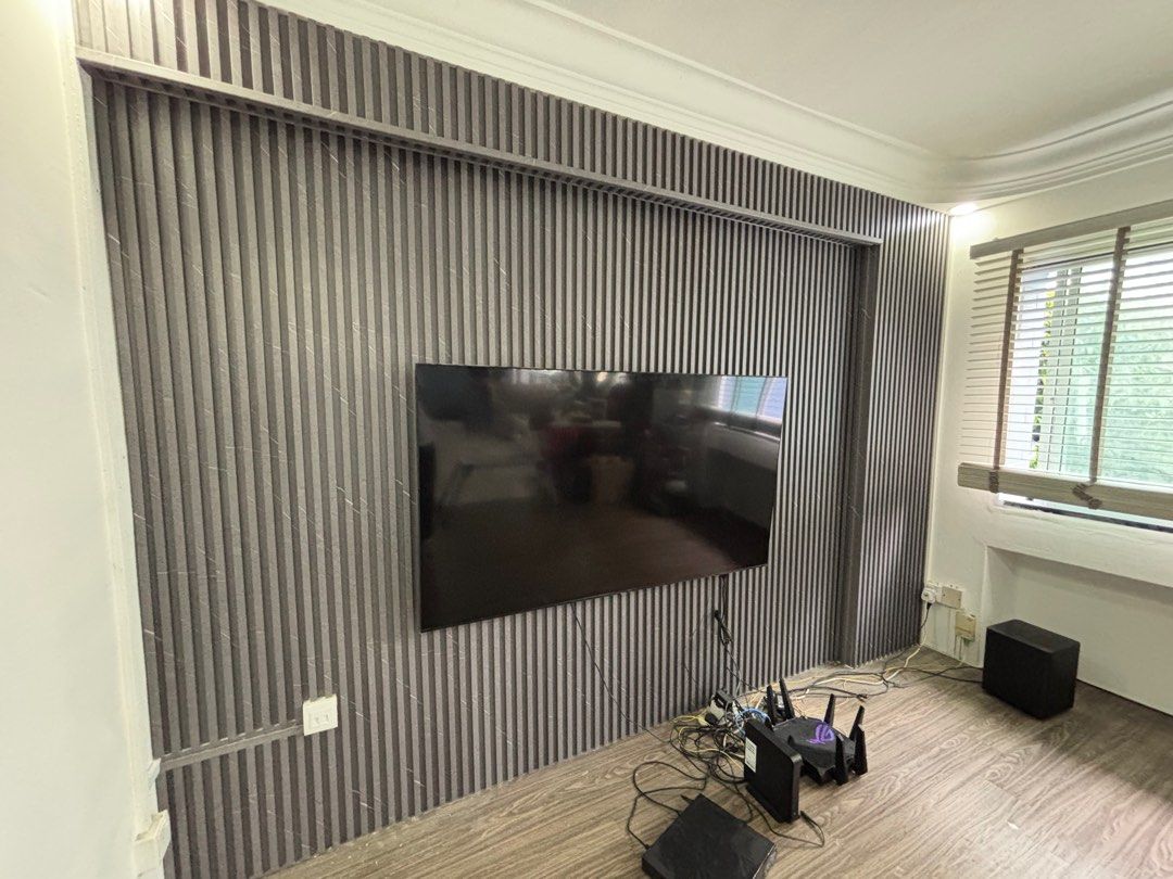 Grey fluted wall panel, Furniture & Home Living, Home Decor Accessories ...
