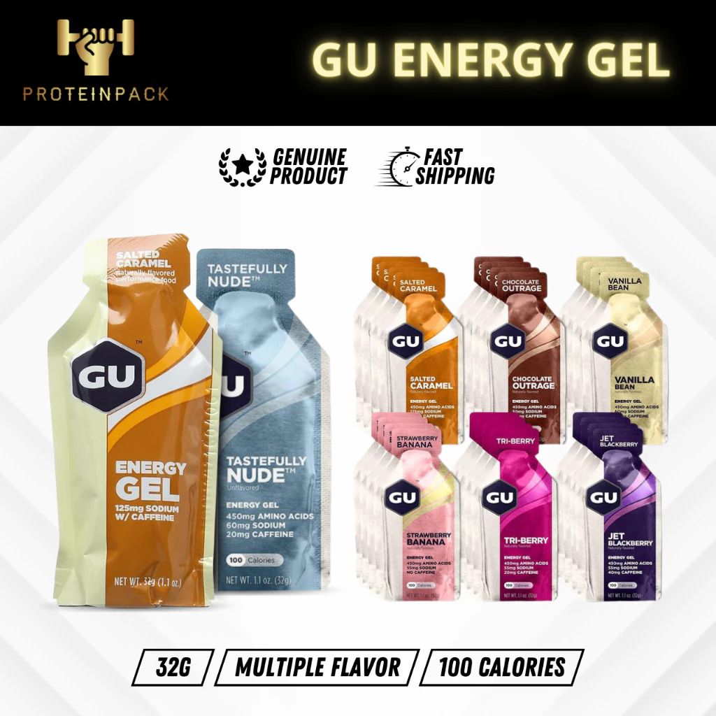 GU ENERGY GEL, Sports Nutrition Energy Gel, 100 Calories, 32g, Assorted Flavours, Multiple ...
