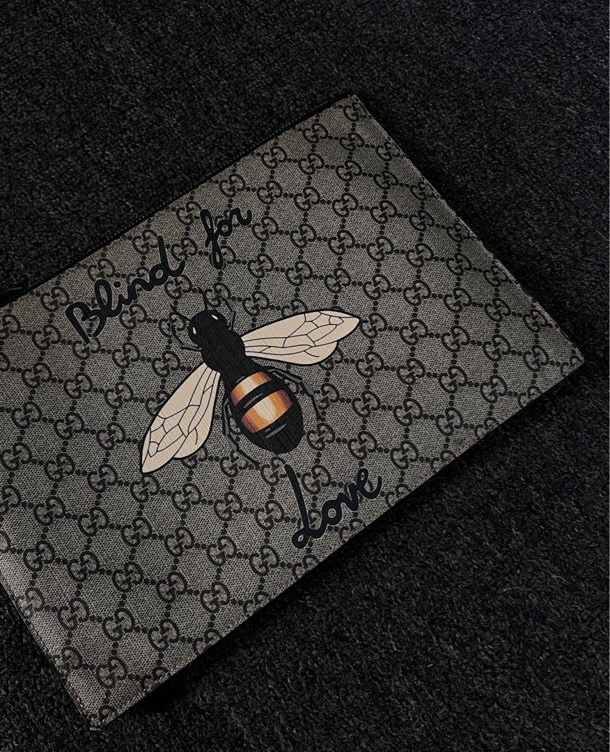 GUCCI GG BEE MONOGRAM CLUTCH BAG, Luxury, Bags & Wallets on Carousell
