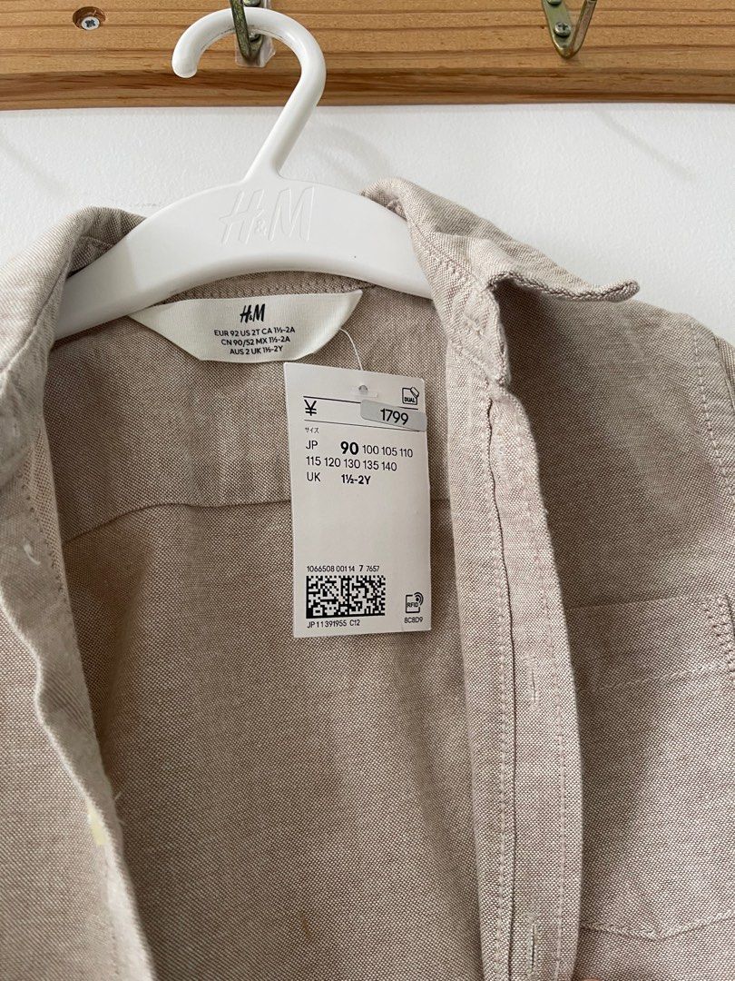 H&M Japan Long Sleeve Full Button Linen Top 1.5y-2y, Babies & Kids ...