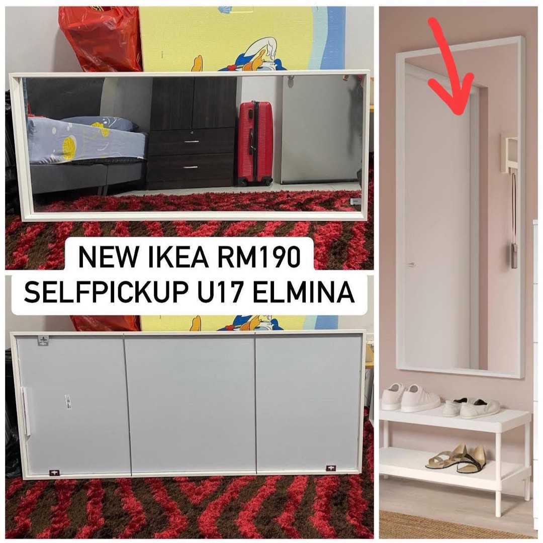 Ikea big mirror cermin Selfpickup u17 Elmina shah alam, Furniture & Home Living, Home Decor ...