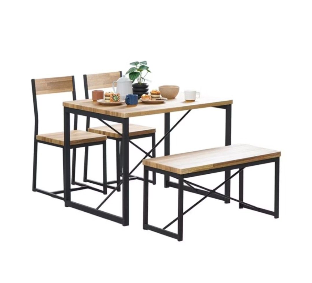 Informa Zion Set Meja Makan 2 Kursi & 1 Bangku - Cokelat Dining Table ...