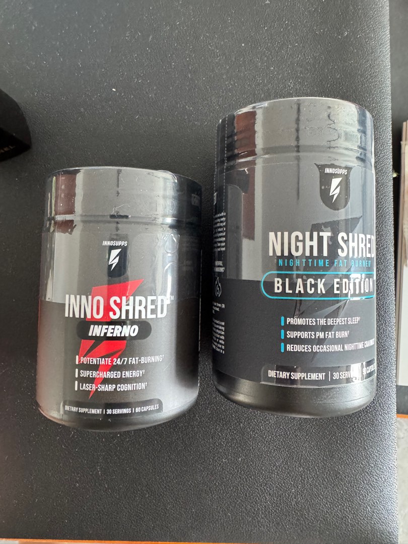 Inno Shred Inferno + Night Shred Black, Health & Nutrition, Health ...