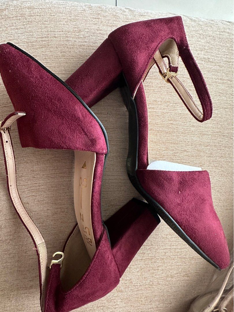 Korean Red Wine / Khaki Heels Raya Raya, Women's Fashion, Footwear ...