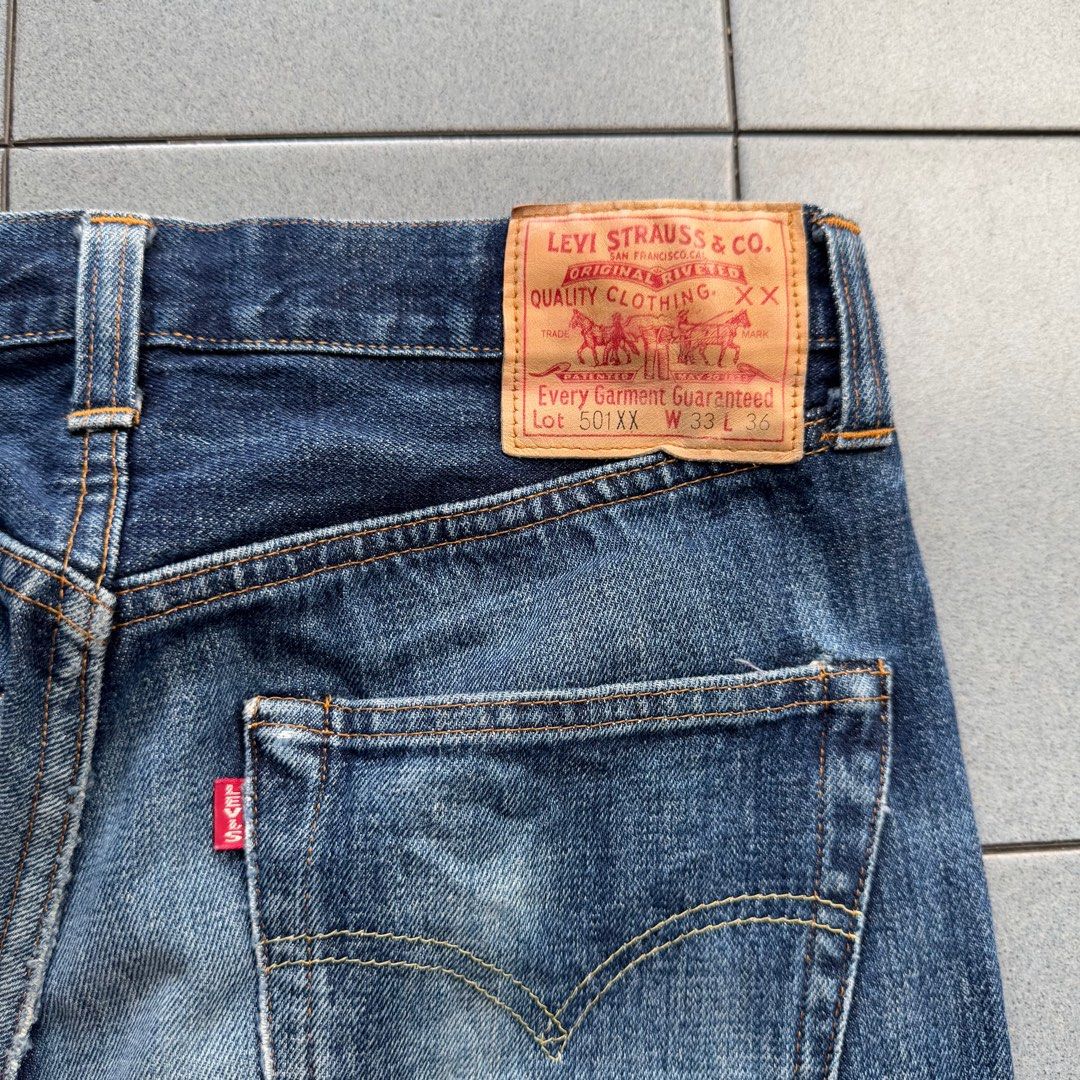 Levis 501 XX Big E LVC 1947 Redline Small Selvedge Made In Usa Button 555 Distressed Grunge ...