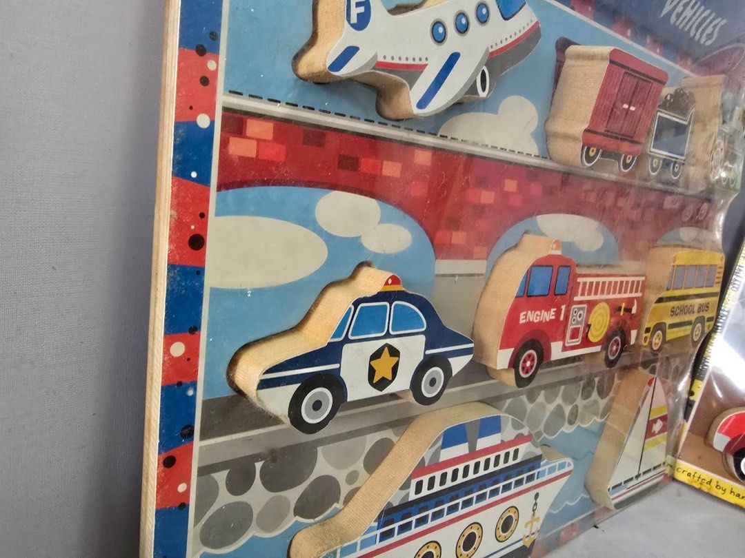 Melissa & Doug chunky puzzle vehicle & construction combo, Hobbies ...