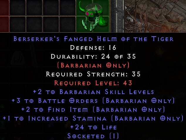 (Non-Ladder) GG 5bo Barbarian Helm with 2 to item find and socket. D2R ...