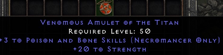 (Non-Ladder) Perfect 3 to Poison and Bone Skill Amulet with 20 Strength ...