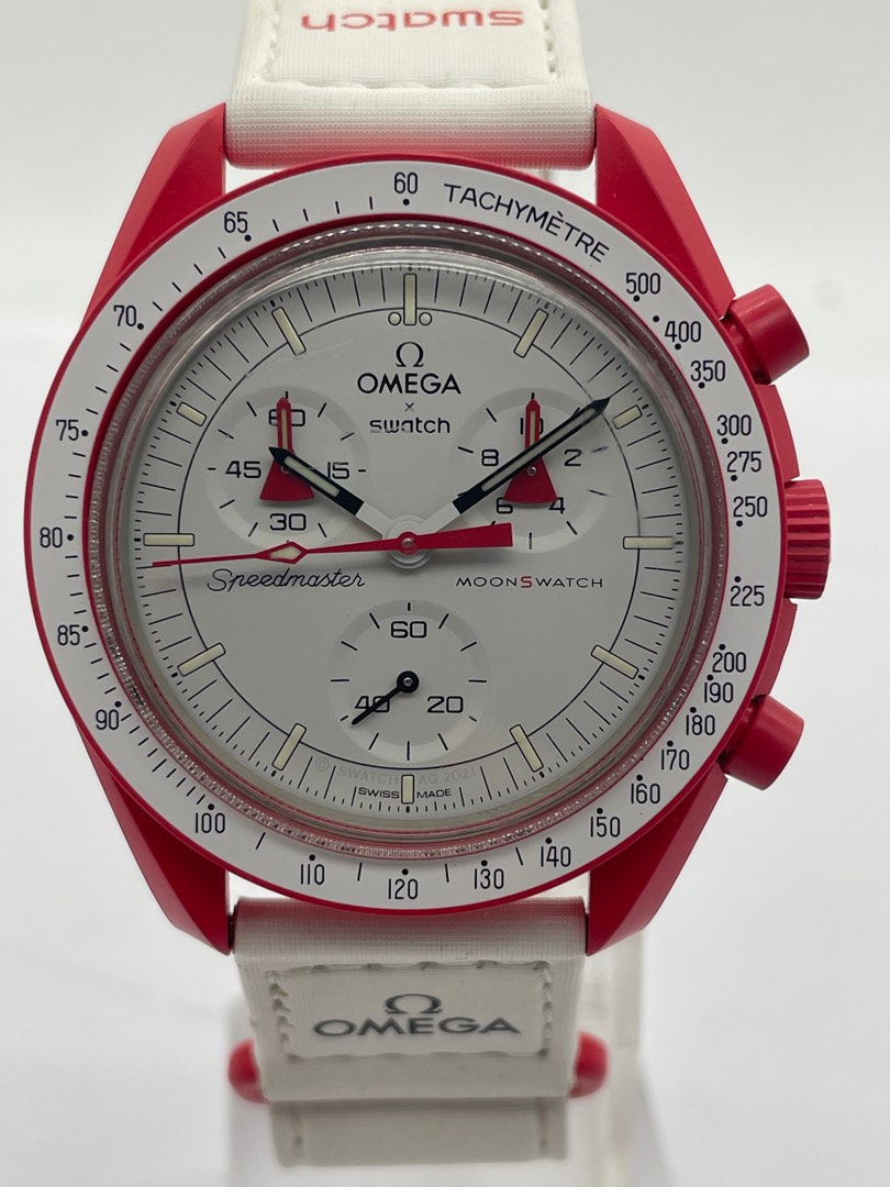 Omega x Swatch Mission To Mars 42mm Quartz Chronograph Watch, Men's ...