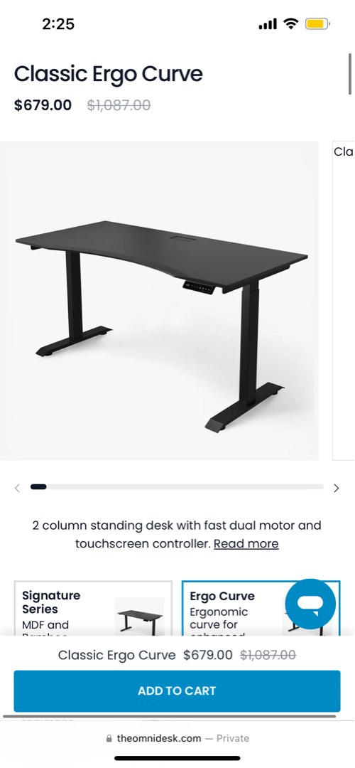 Omnidesk Classic Ergo Curve, Furniture & Home Living, Furniture, Tables ...