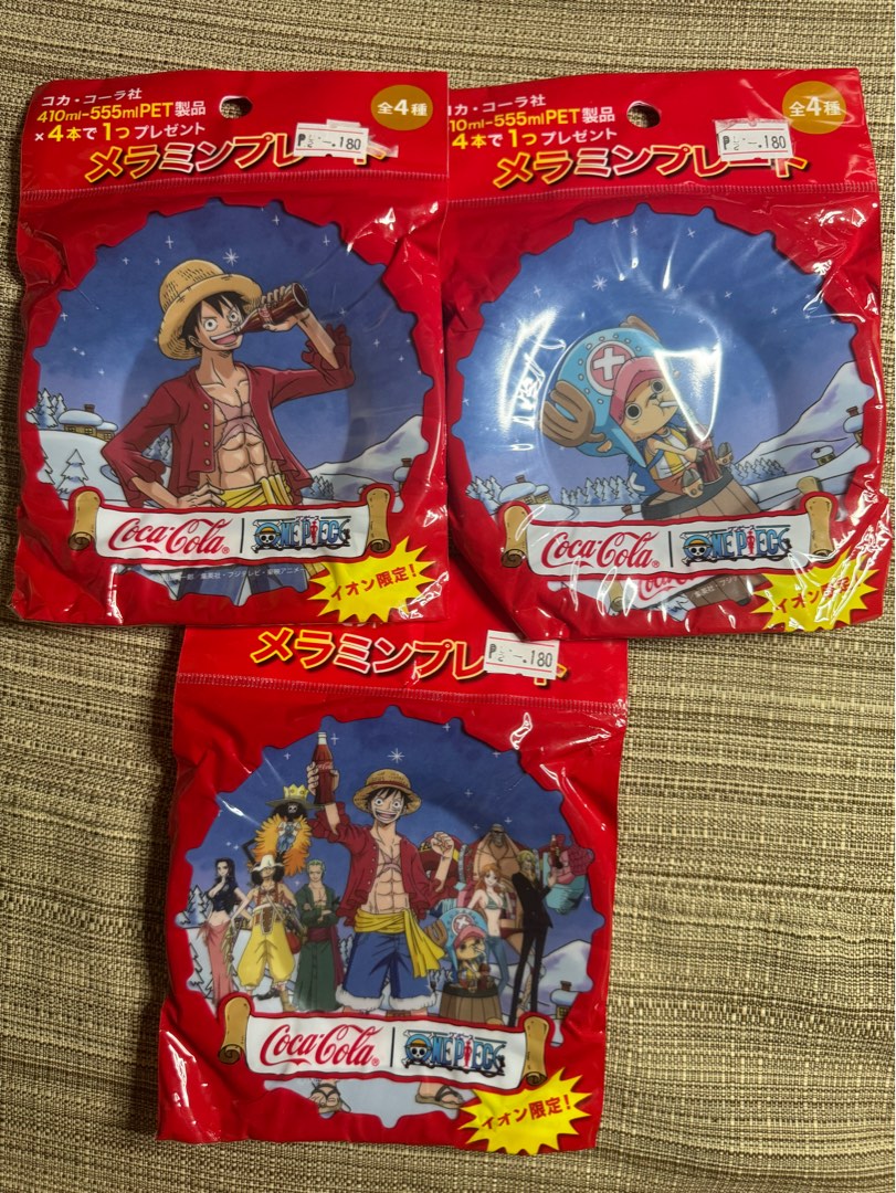 One Piece x Coca Cola plates merchandise, Hobbies & Toys, Memorabilia ...