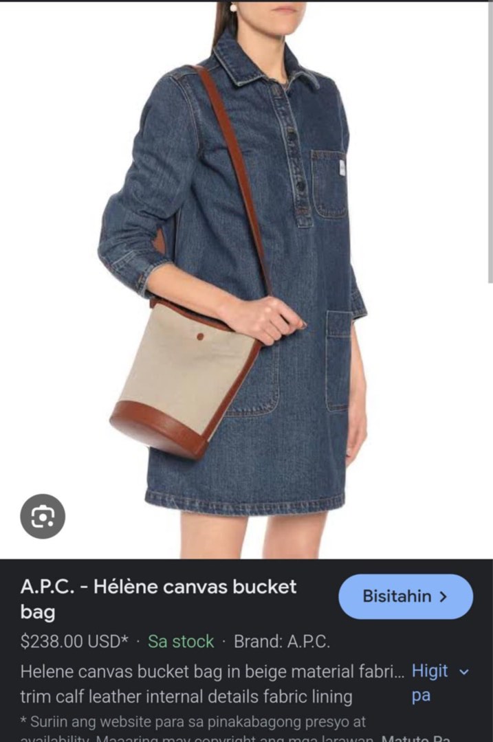 Original A.P.C Helene Bucket Bag, Women's Fashion, Bags & Wallets ...