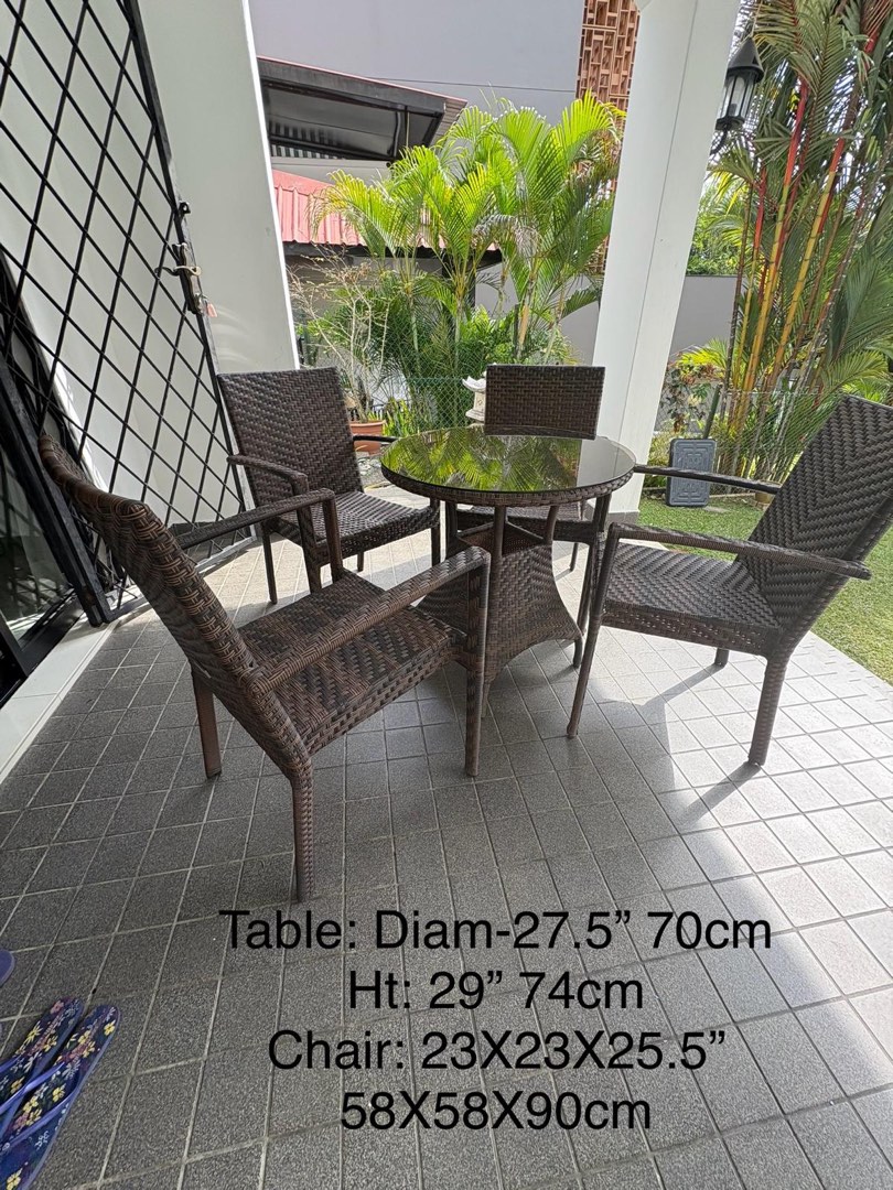 Outdoor tea table and 4 chairs, Furniture & Home Living, Outdoor ...