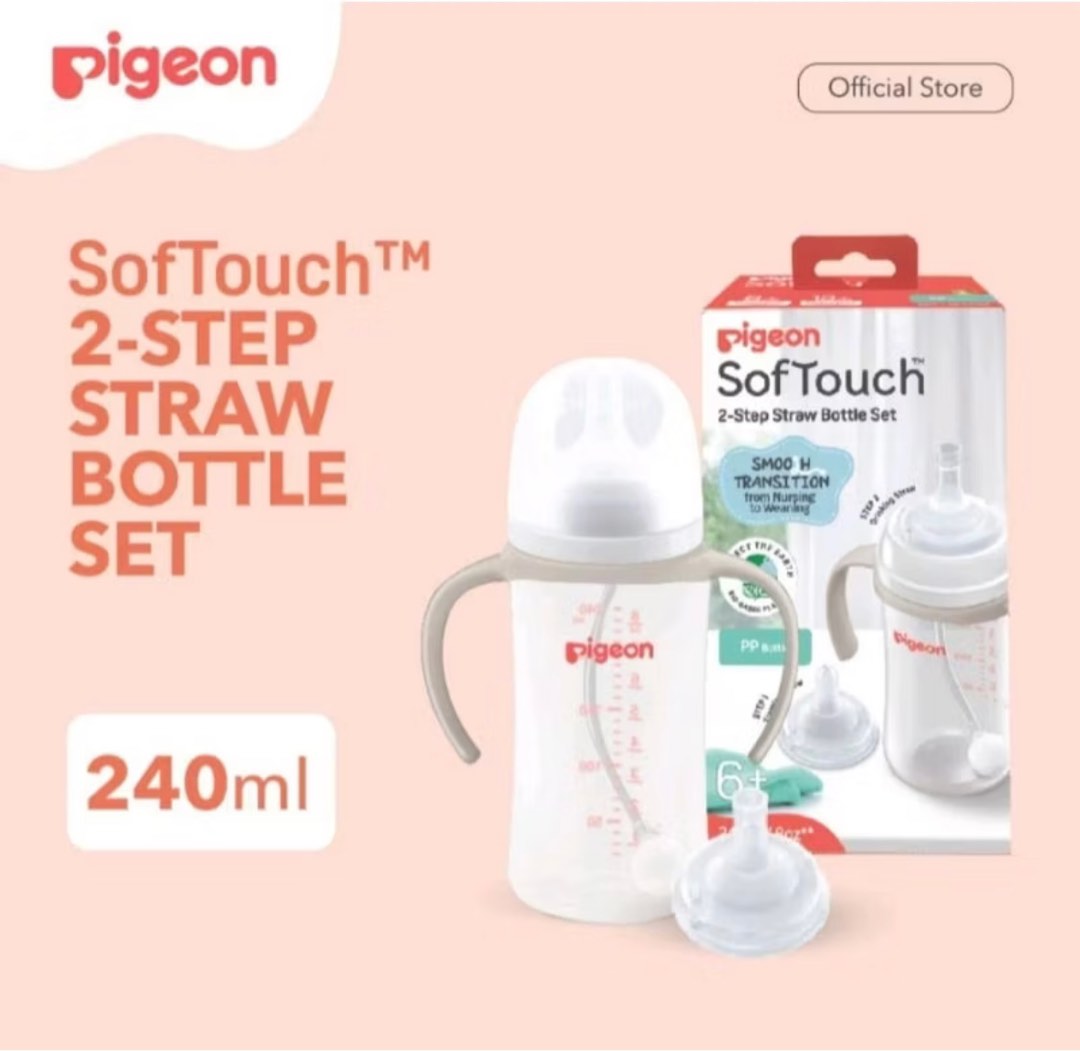 Pigeon Sof Touch 2 Step Straw Milk Bottle, Babies & Kids, Nursing & Feeding, Breastfeeding ...