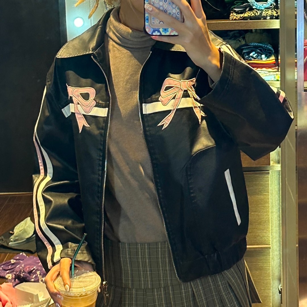 Pink bow coquette leather jacket - sandy liang, Women's Fashion, Coats ...