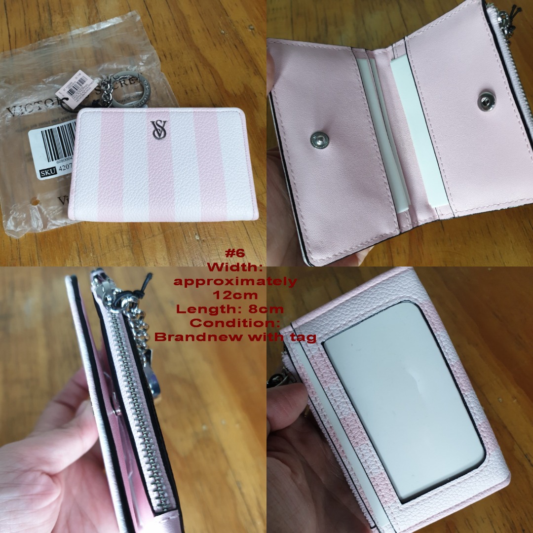 PINK by Victoria's Secret Keychain Pink Striped Foldover Coin/Card ...