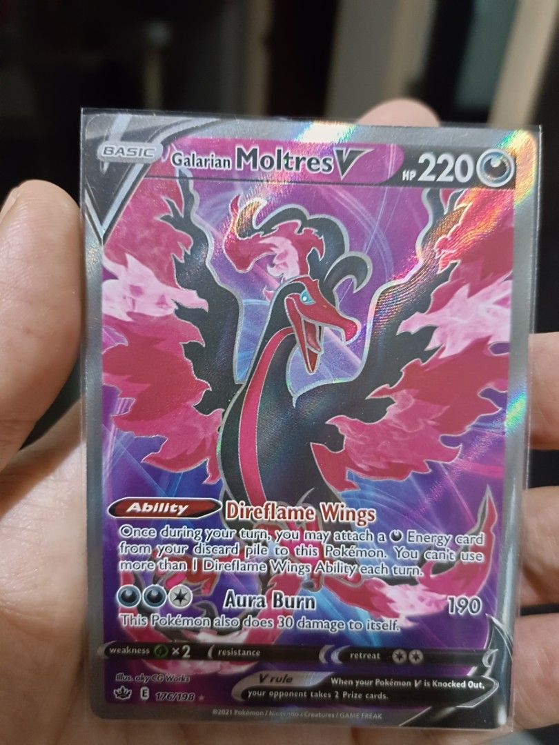 Pokemon cards Galarian Moltres V full art Rayquaza GX Japanese, Hobbies ...