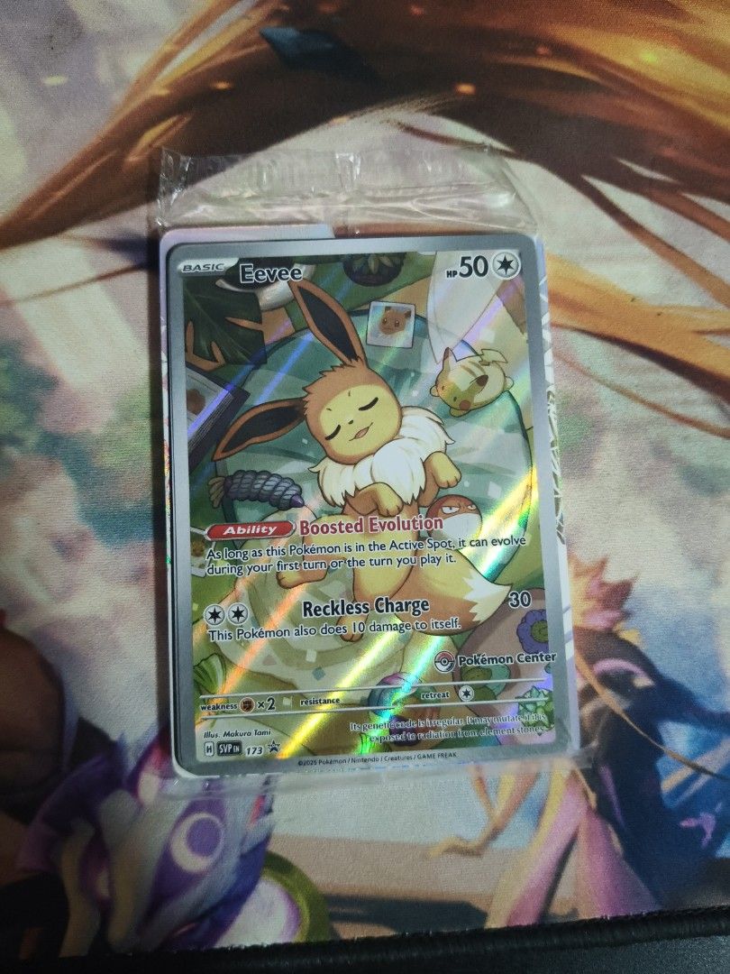 Pokemon centre stamped Eevee from prismatic evolution, Hobbies & Toys ...