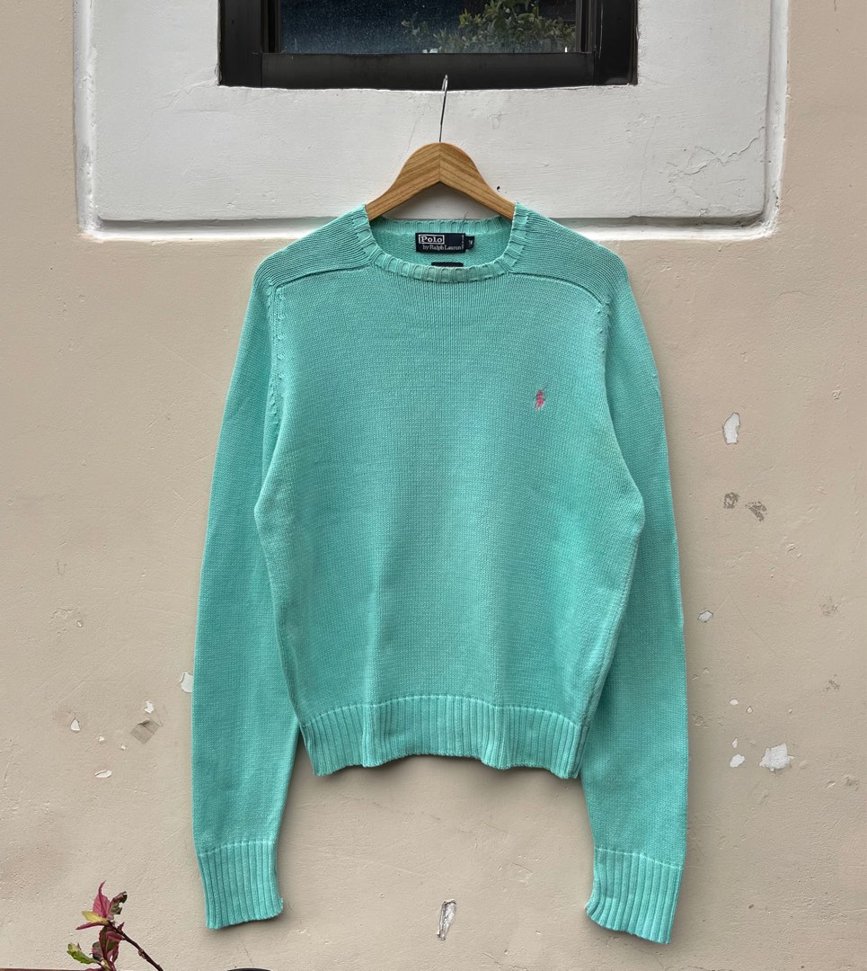 POLO RALPH LAUREN TIFFANY BLUE KNITTED SWEATER, Men's Fashion, Coats ...