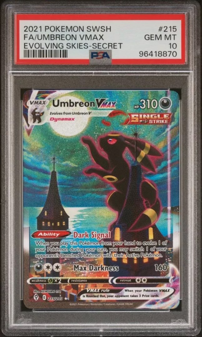 [PSA 10] Umbreon Vmax "Moonbreon" Alt Art #215 - 2021 Pokemon SWSH ...