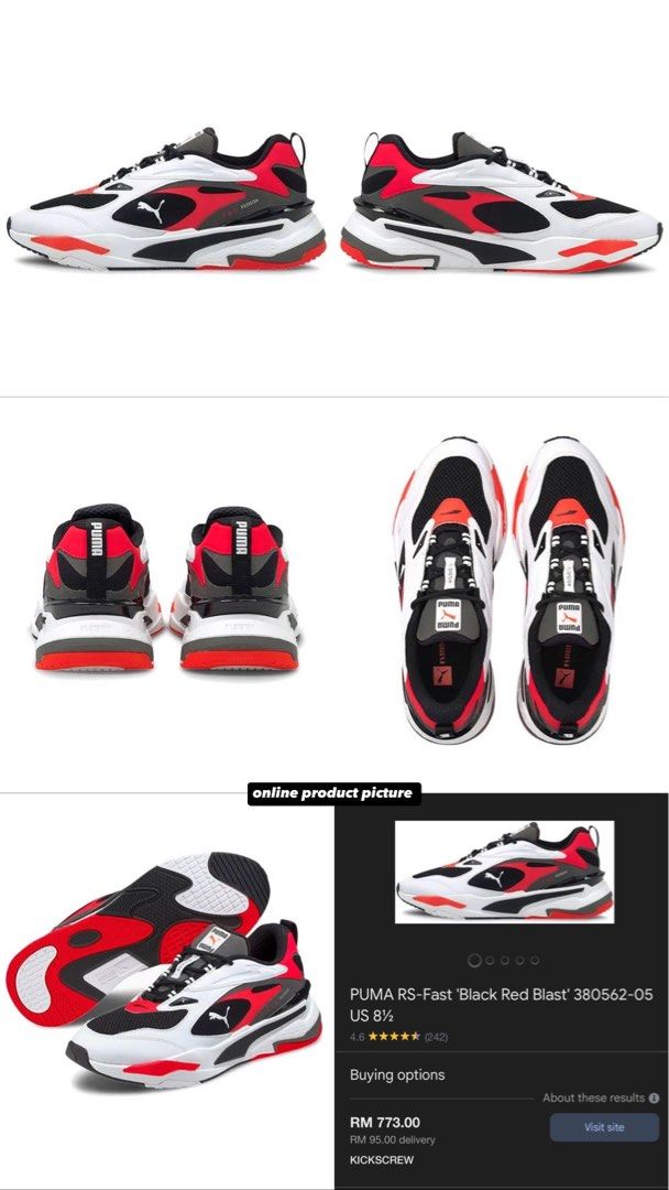 PUMA RS-Fast 'Black Red Blast' 100% Authenthic, Men's Fashion, Footwear ...