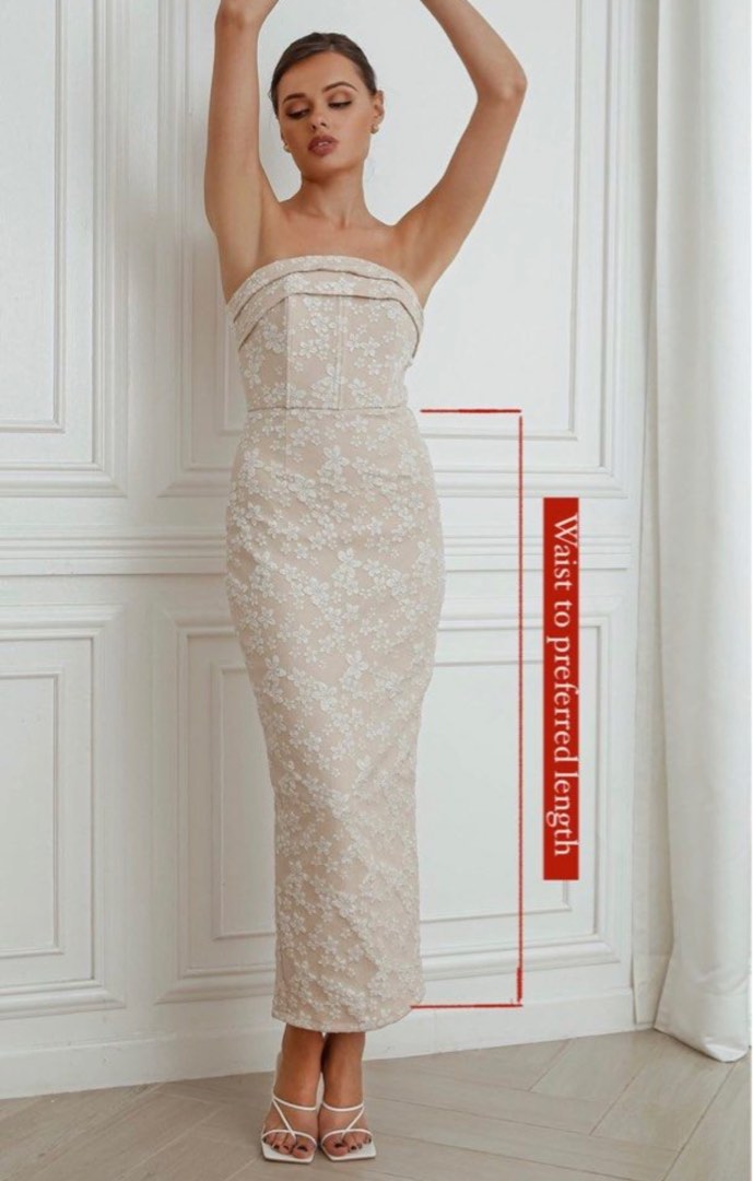 Rent: Laure by Roma Vera Dress in Jacquard Nude (Graduation, Birthday ...