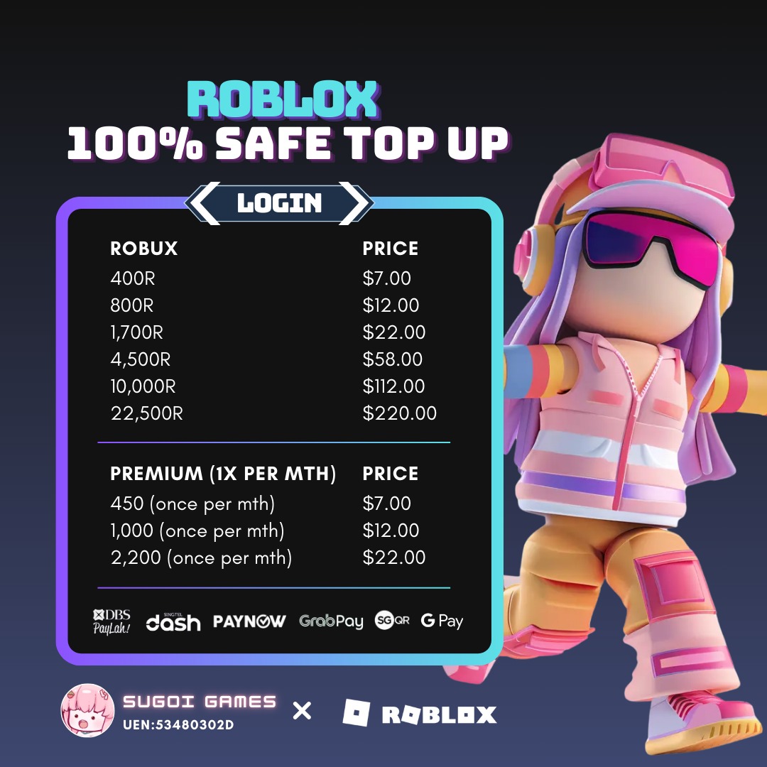 🌸 Roblox Top Up Service 100% SAFE BAN FREE | RBX Premium | Roblox Login ...
