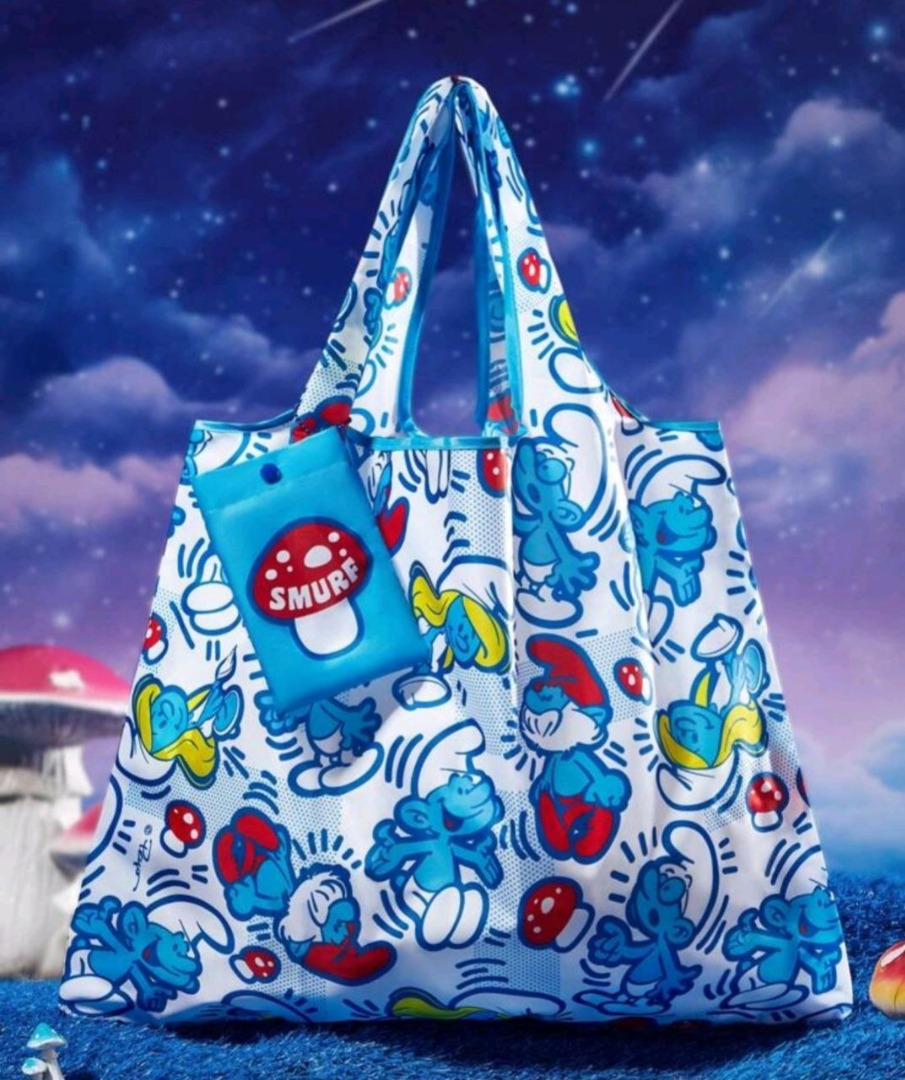 Smurfs Cartoon Characters Foldable Reusable Bag, Women's Fashion, Bags ...
