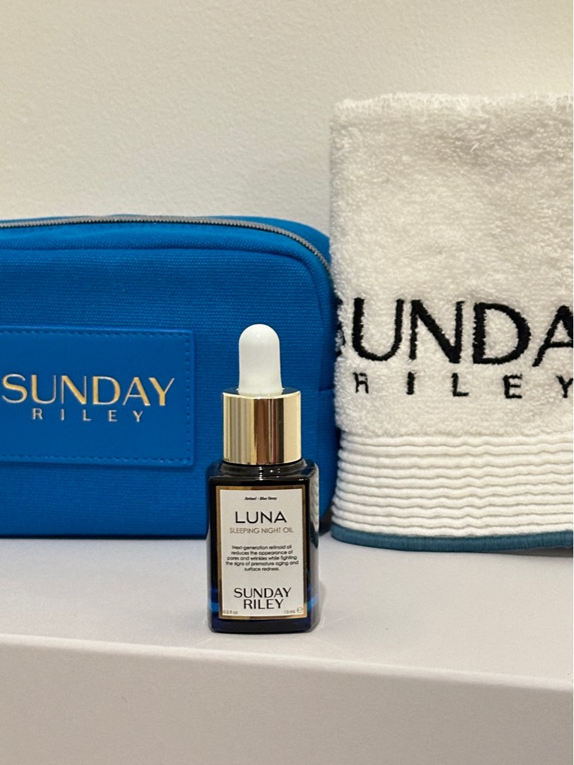 Sunday Riley LUNA Sleeping Night Oil with free pouch and face towel ...