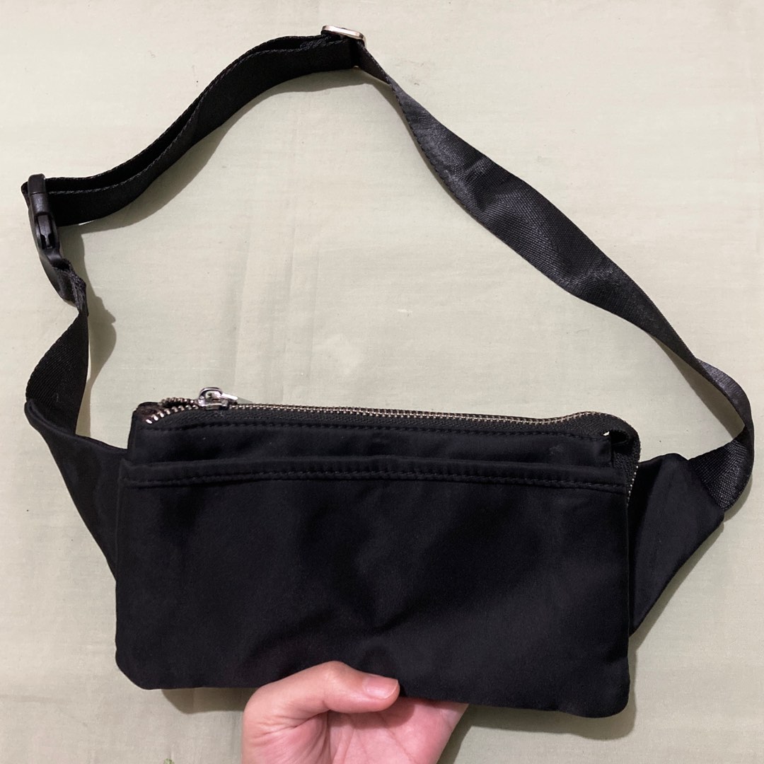 Tas Waist Bag WB / Crossbody Nilon Tebal Hitam, Fesyen Pria, Tas ...