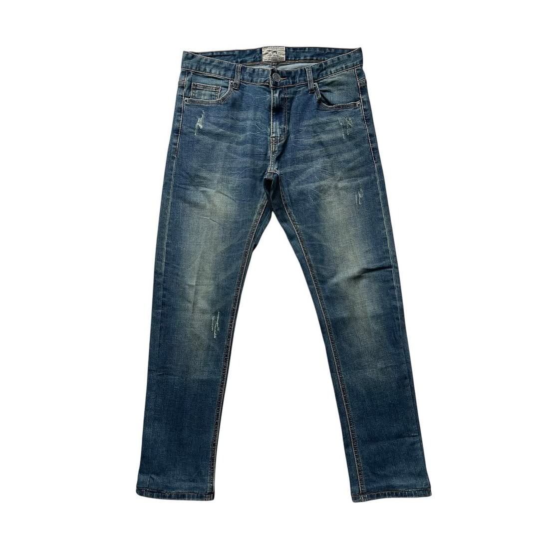 THE JMC DENIM SLIM FIT TAPERED DISTRESSED STONE WASHED DEEP BLUE JEANS ...
