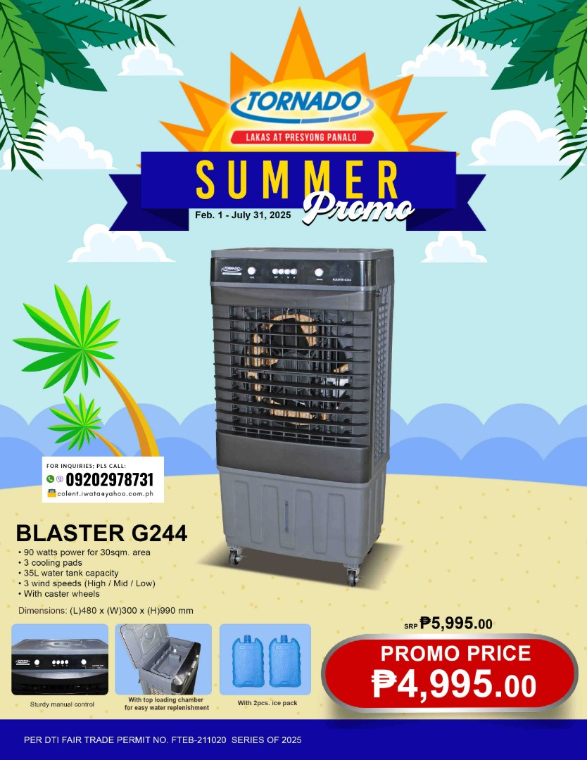 TORNADO EVAPORATIVE AIR COOLER BLASTER G244, TV & Home Appliances, Air Conditioning and Heating ...