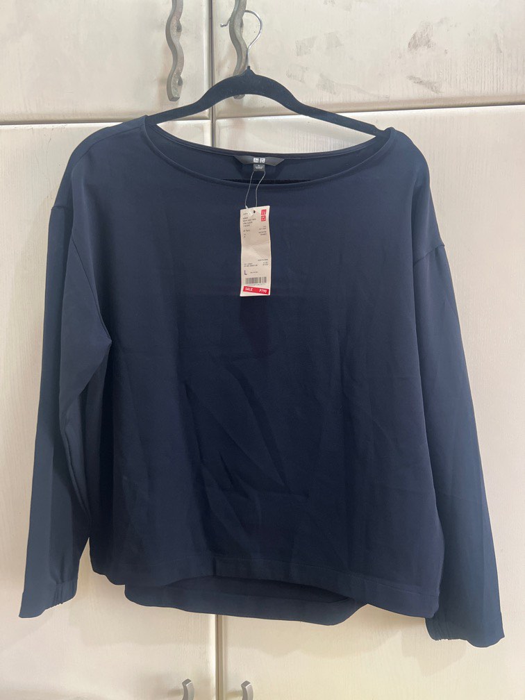 Uniqlo Drape Boat Neck Long Sleeve, Women's Fashion, Tops, Longsleeves ...