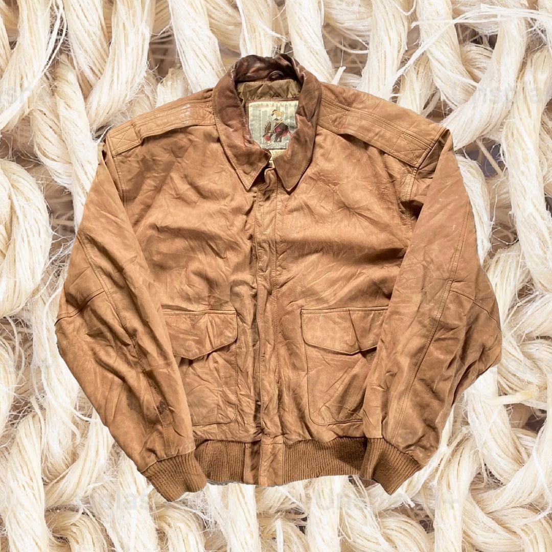 Vintage Cork Brown Genuine Real Pilot bomber leather jacket, Men's ...