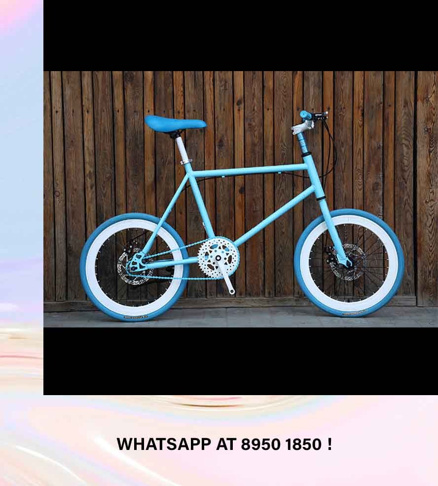20 Inch 1 Speed MINI VELO [Blue-White] Bicycles Fixie Bike Lightweight ...